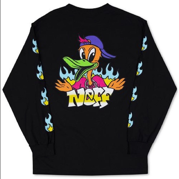 Neff | Tops | Nwt Neff Duck Flames Fire Orange Yellow Neon Shirt | Poshmark